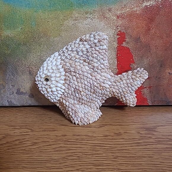 Unbranded | Accents | Vintage Seashell Angel Fish Figurine Shell Folk ...